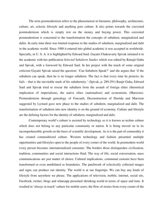 Transformation of subaltern, marginalized and dalit in the postmodern ...