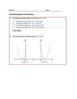 Transformations of functions | DOCX