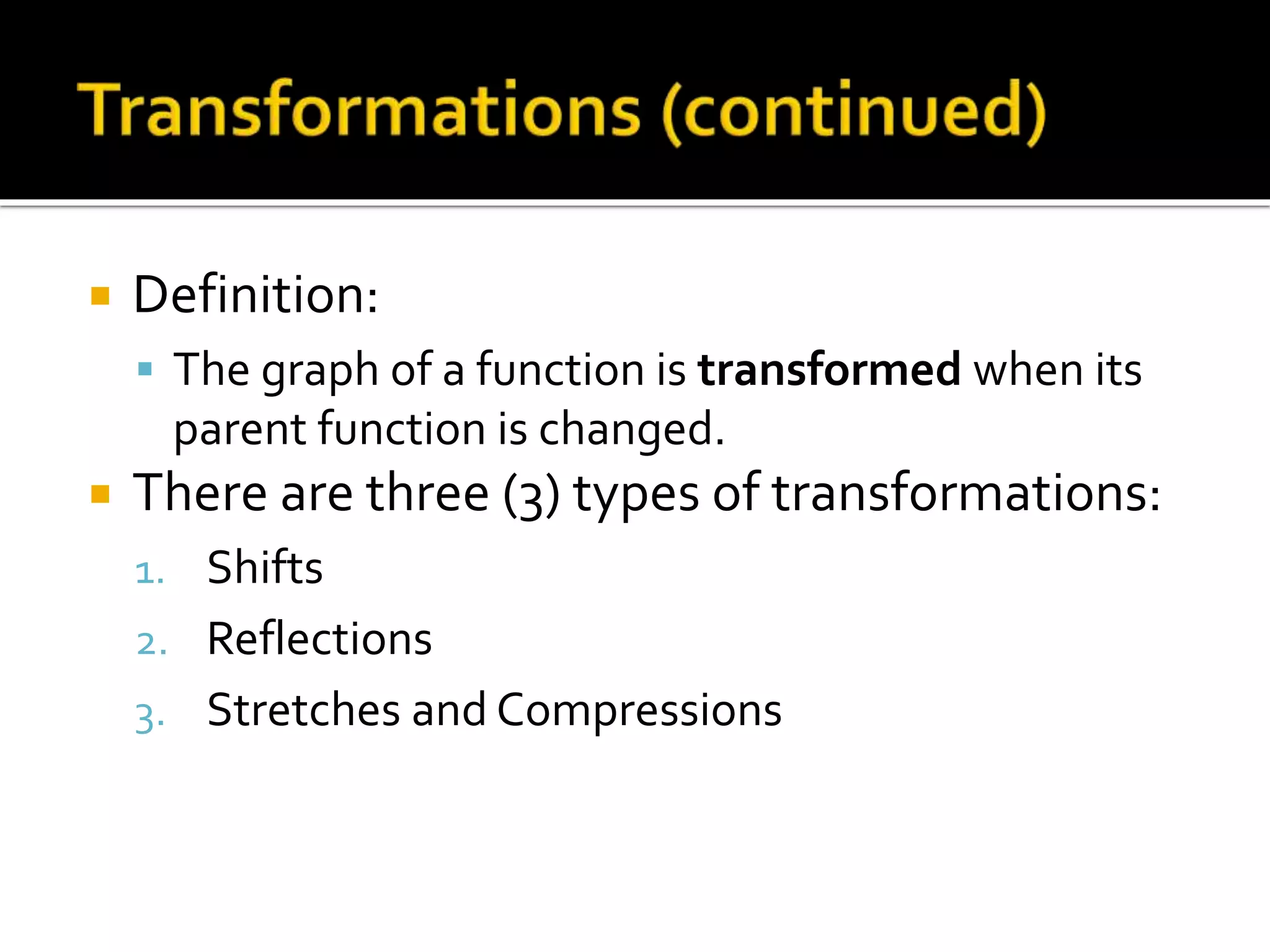Transformations of functions | PPTX