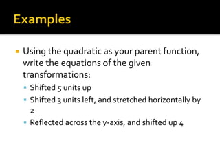 Transformations of functions | PPTX
