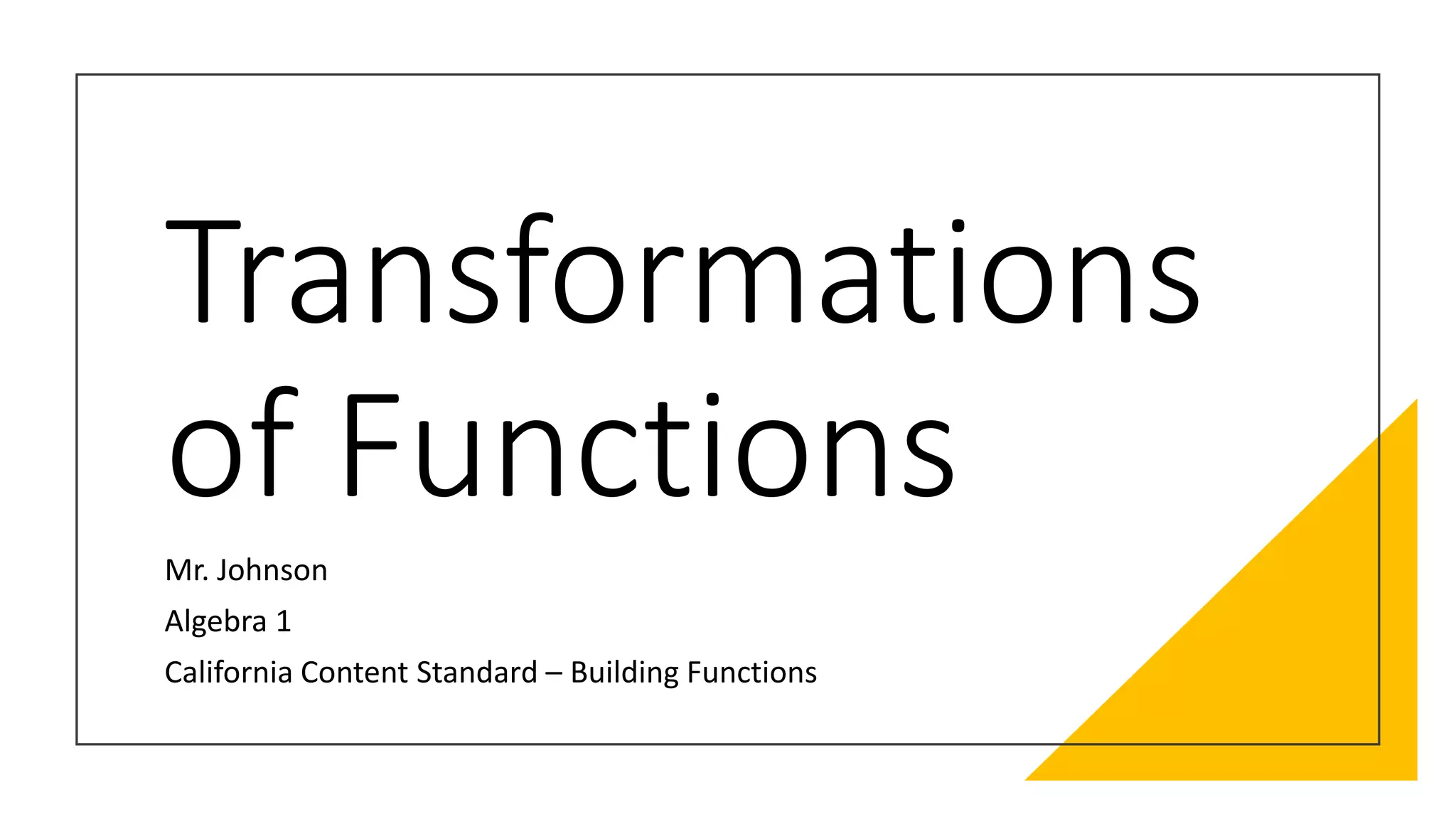 Transformations of functions | PPTX