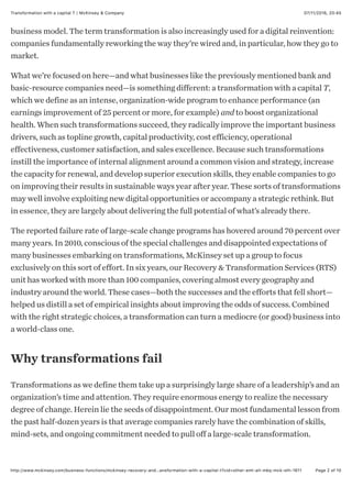 Transformation with a capital t mc kinsey & company | PDF