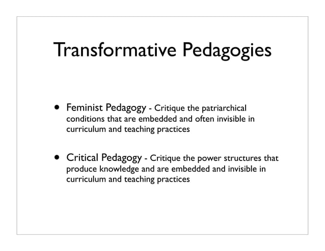 Transformative Pedagogies & Critical Constructivism | PPT