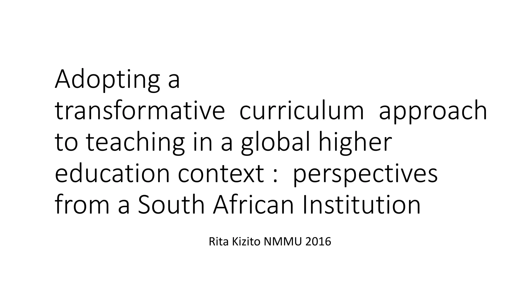 Transformative curriculum rita 2016 | PPT | Free Download