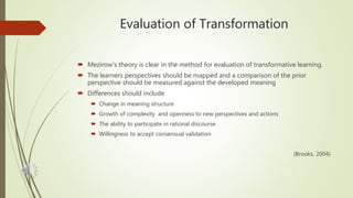 Transformative learning powerpoint (4.1) | PPTX