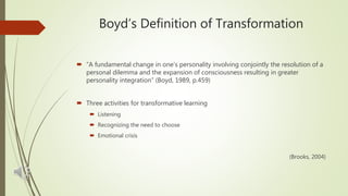 Transformative learning powerpoint (4.1) | PPTX