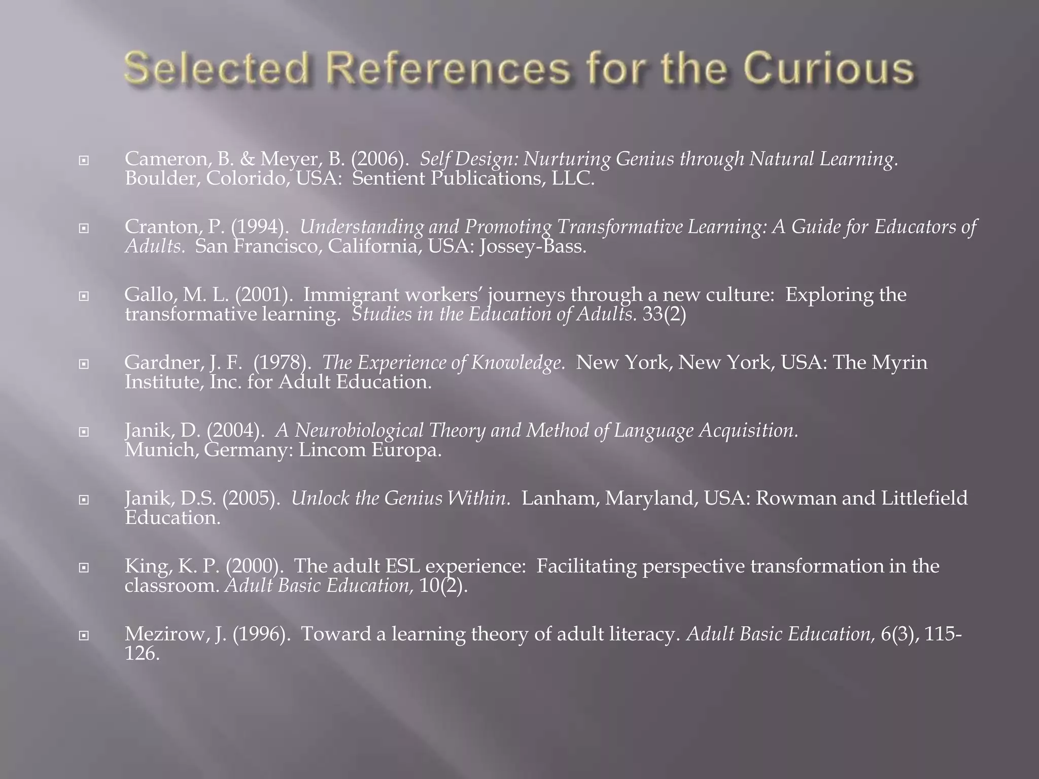 Transformative learning slides | PPTX