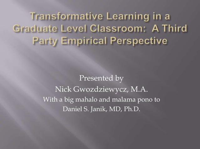 Transformative learning slides | PPTX
