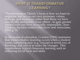 Transformative learning slides | PPTX