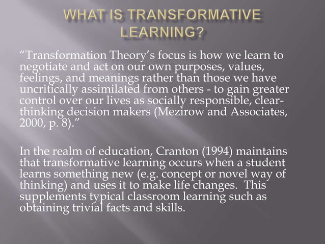 Transformative learning slides | PPTX
