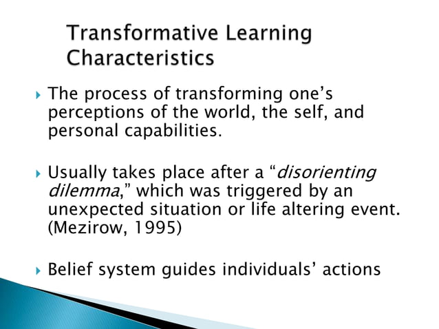 Transformative learning theory applied | PPT
