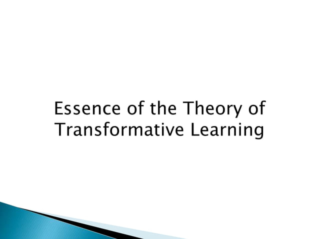 Transformative learning theory applied | PPT