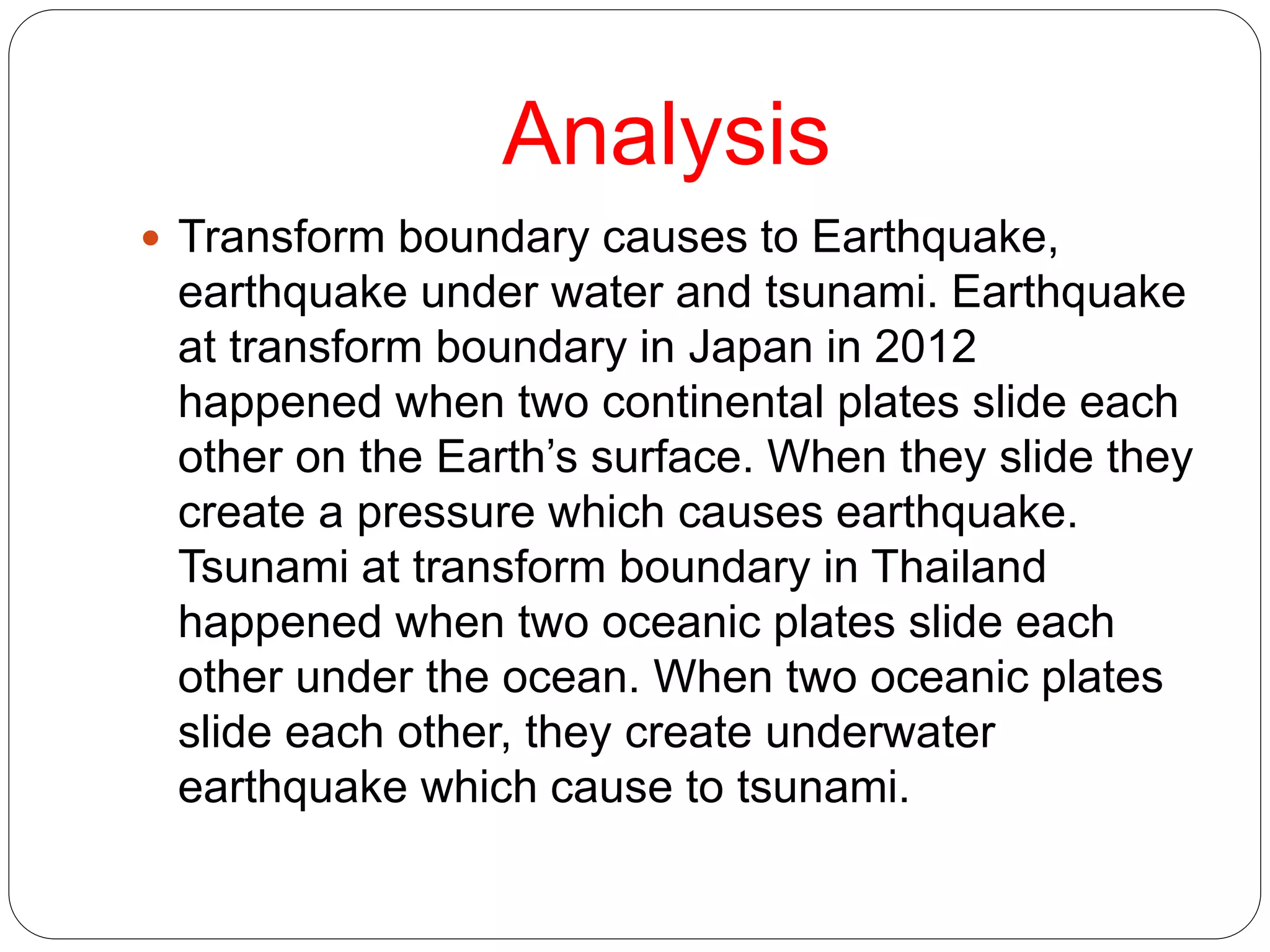 Transform boundaries | PPTX | Geography | Science