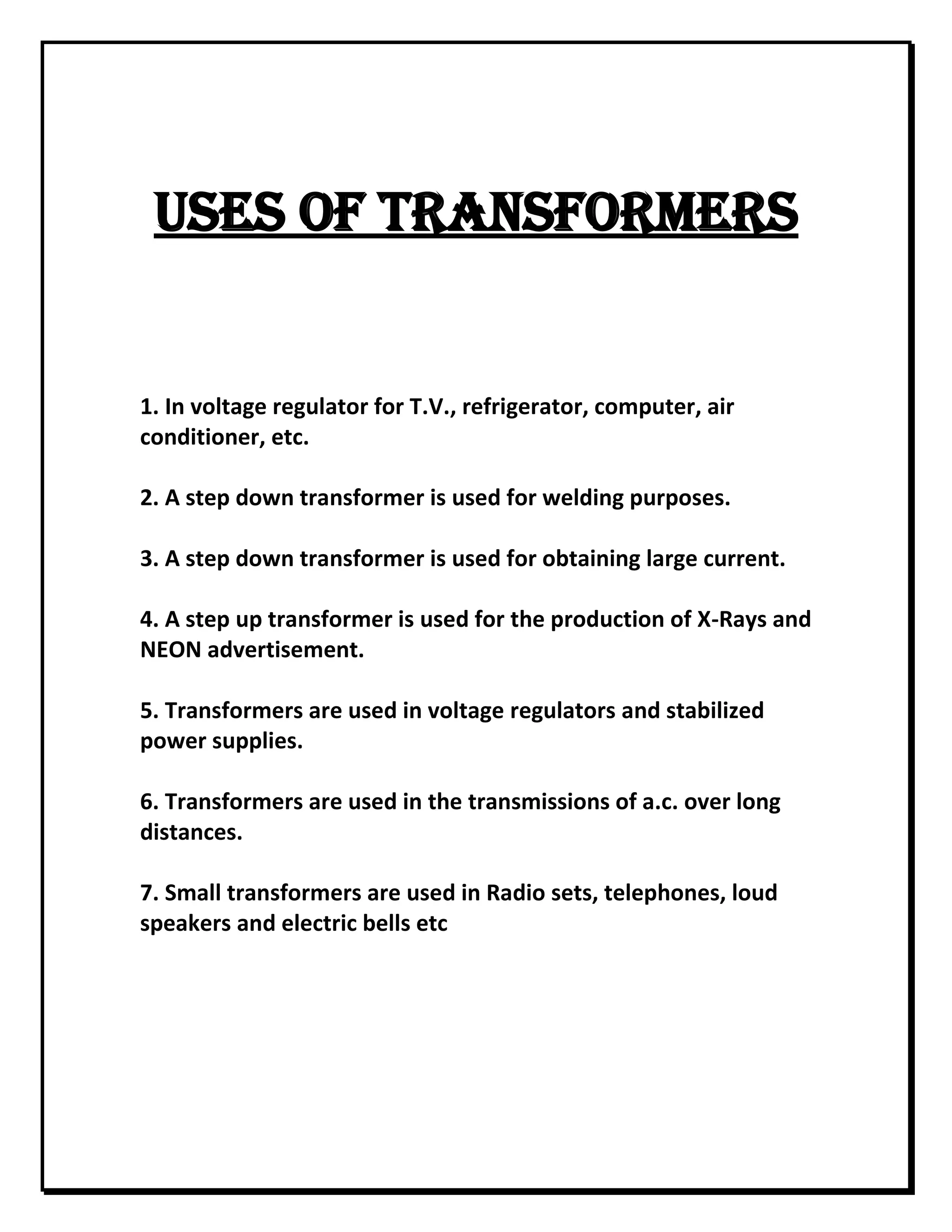 Transformer(Class 12 Investigatory Project) | PDF