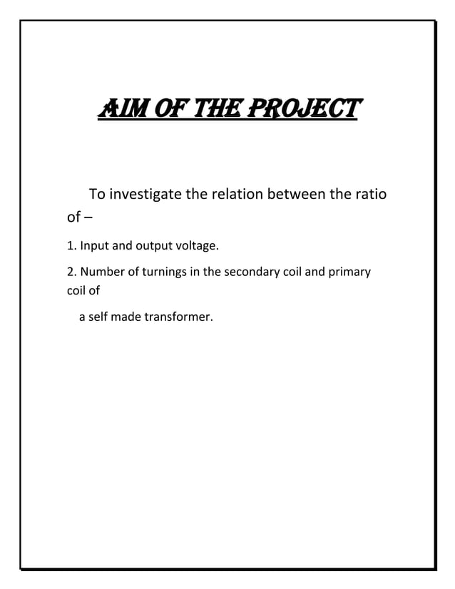 Transformer(Class 12 Investigatory Project) | PDF | Physics | Science