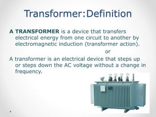 Transformer: Introduction, development, uses and calculations | PPTX ...