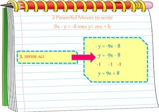 Rewriting Linear Equation from standard form to slope intercept form | PPTX