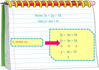 Rewriting Linear Equation from standard form to slope intercept form | PPTX