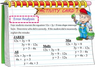 Rewriting Linear Equation from standard form to slope intercept form | PPTX