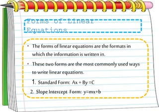 Rewriting Linear Equation from standard form to slope intercept form | PPTX