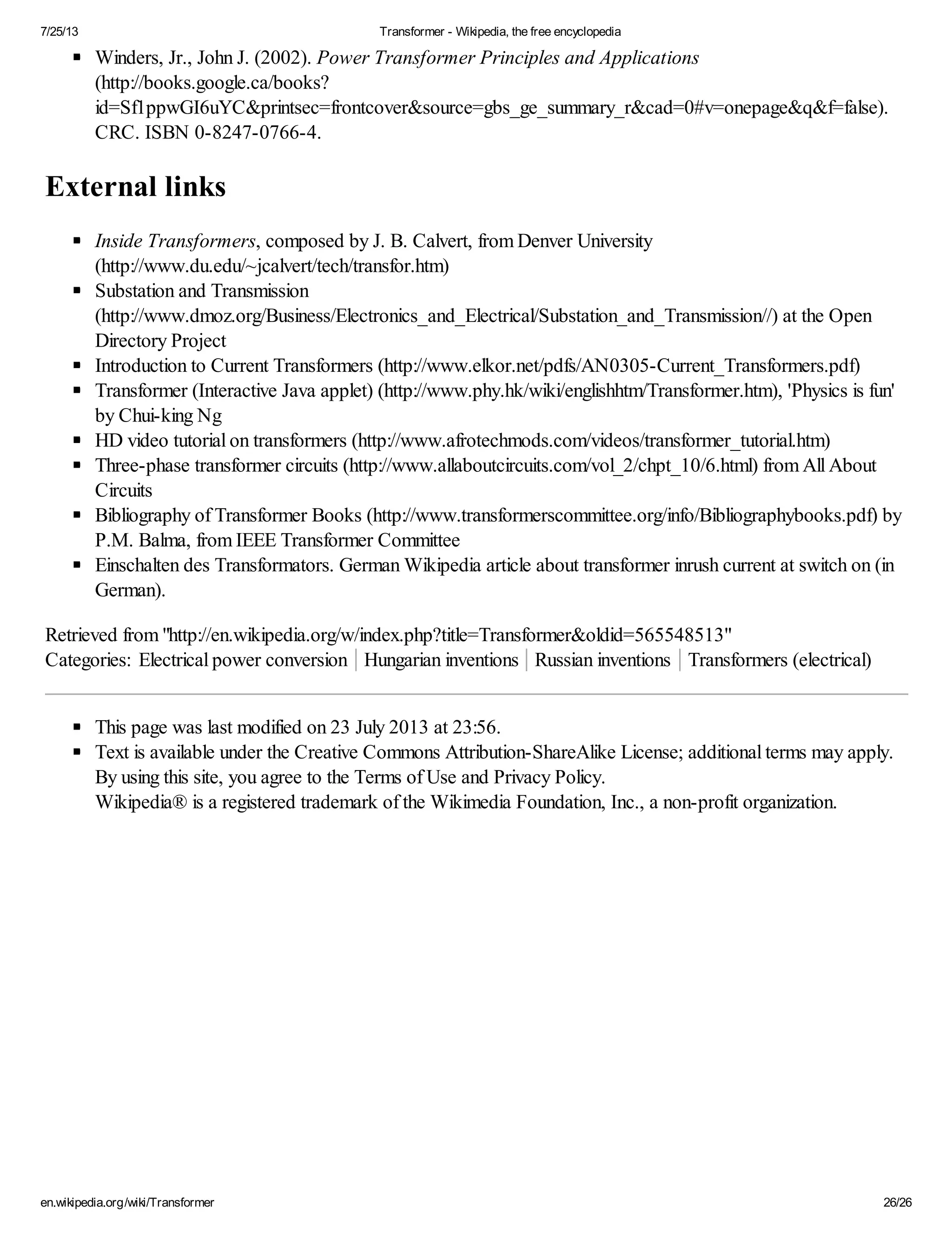 Transformer wikipedia, the free encyclopedia | PDF | Computer ...