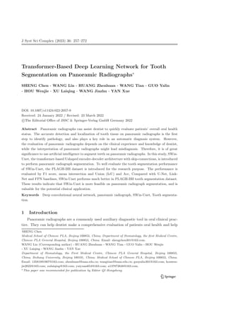 Transformer-Based Deep Learning Network for Tooth Segmentation on ...
