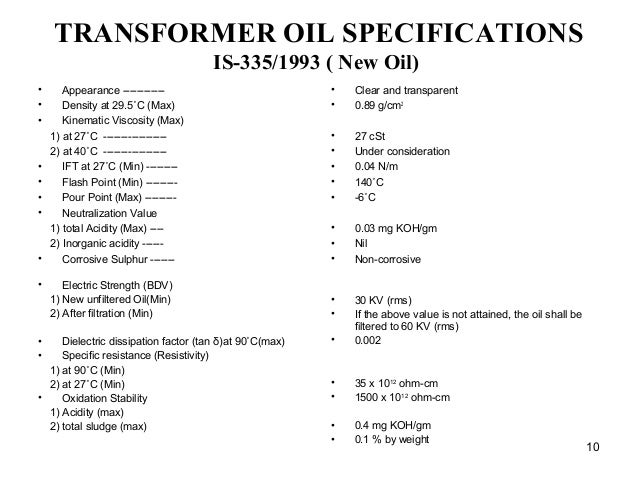Transformer oil-specifications new