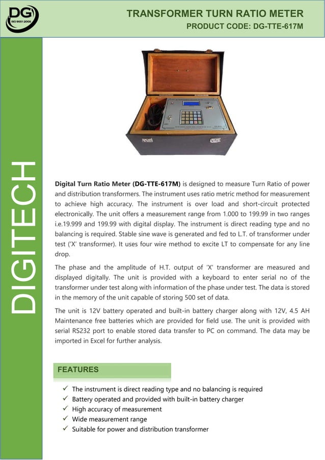 Transformer Turn Ratio Meter - Digitech Roorkee | PDF