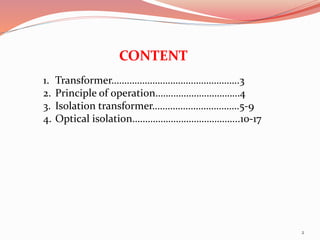 Transformer and Optical isolation | PPTX