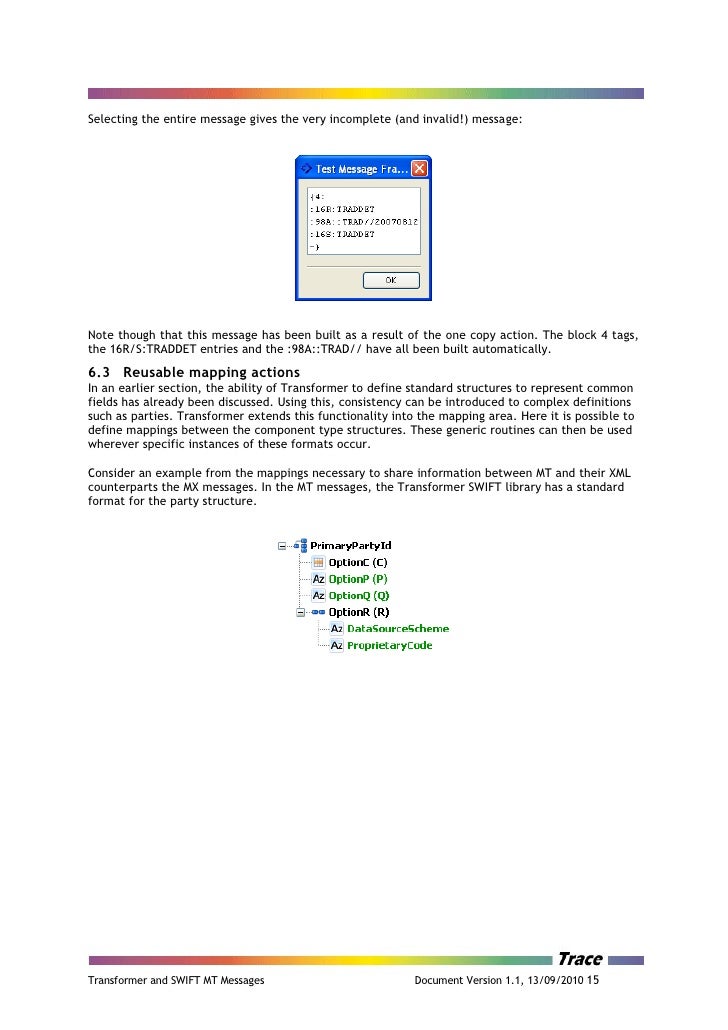 Transformer and Swift MT Messages