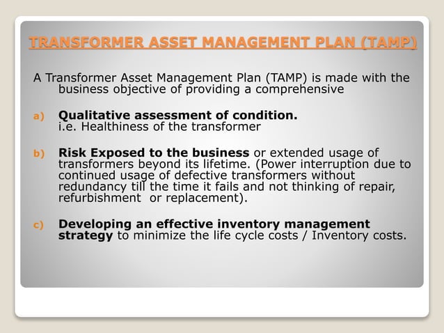 Transformer asset management | PPTX | Logistics | Business