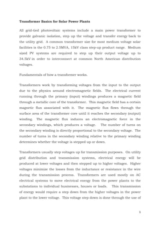 Transformer basics for solar power plants | PDF