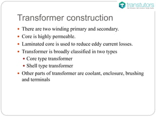 Transformer Construction And Principle | Electronical Engineering ...
