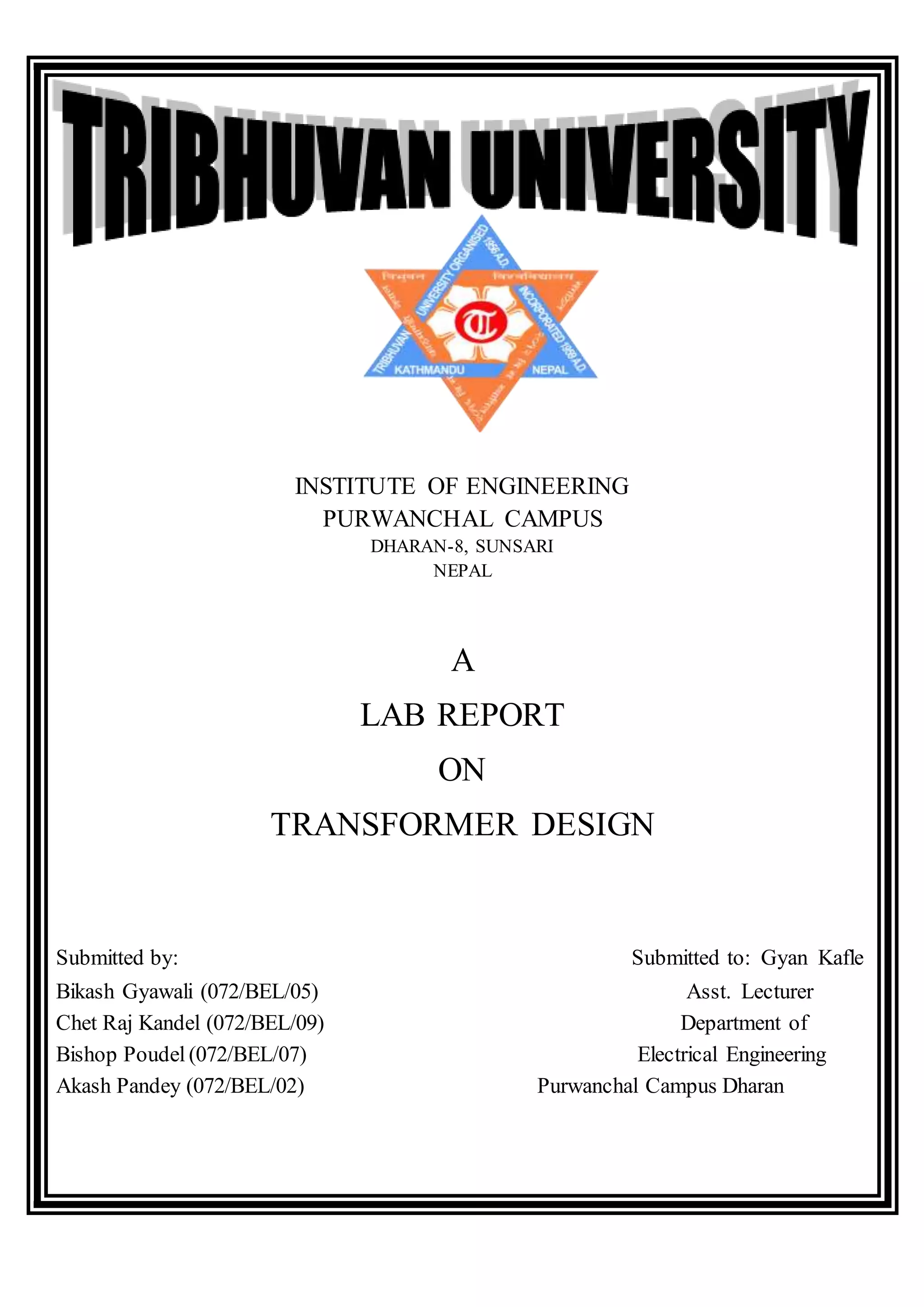 Transformer design 2072 batch IOE - TU | DOCX