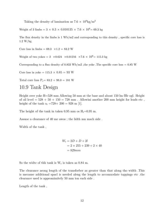 Design of Three Phase 11000/433 V And 100 KVA Transformer | PDF ...