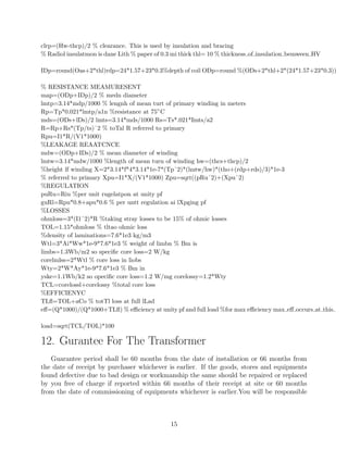 Design of Three Phase 11000/433 V And 100 KVA Transformer | PDF