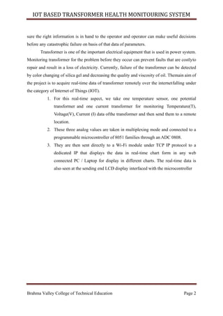 Project Report Transformer Health Monitoring Report | PDF