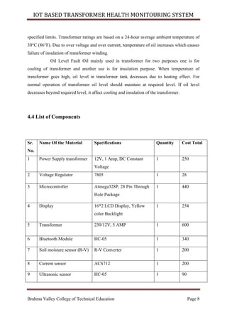 Project Report Transformer Health Monitoring Report | PDF