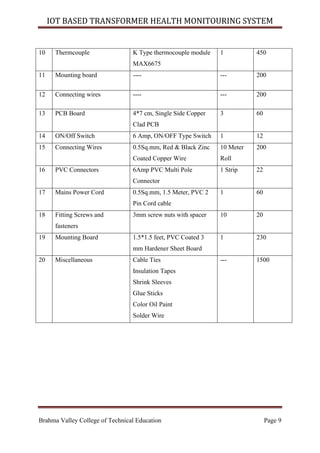 Project Report Transformer Health Monitoring Report | PDF