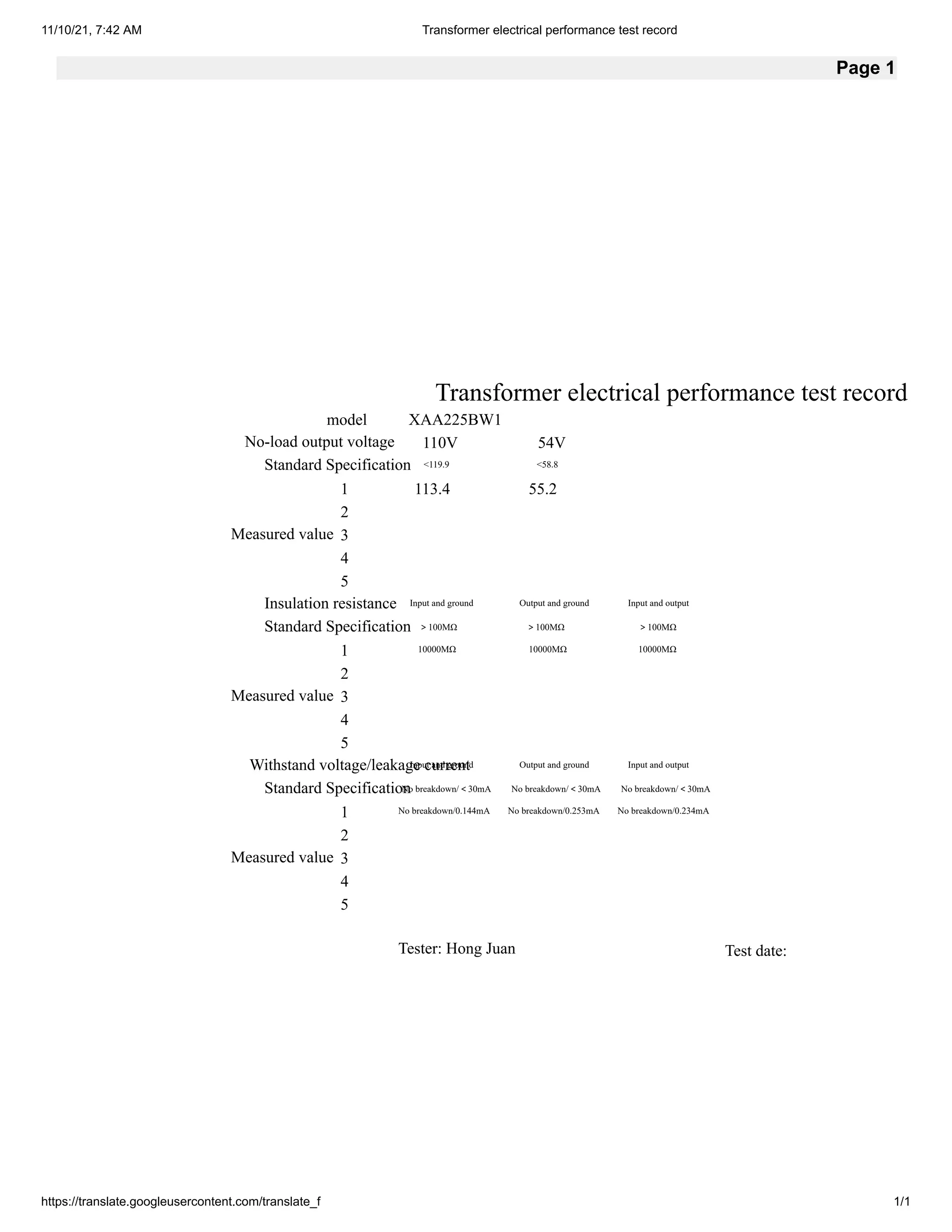 Transformer inspection report | PDF