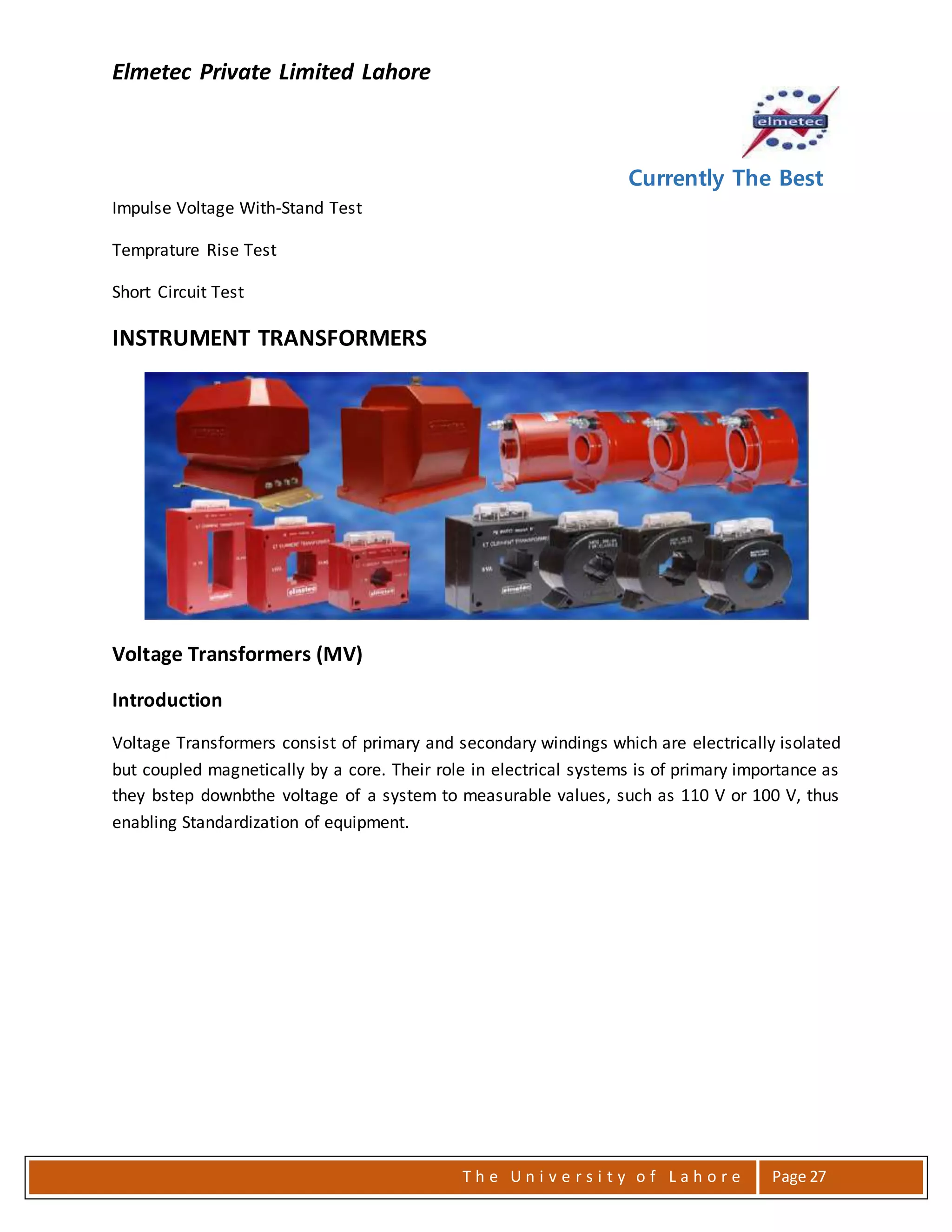 Transformer manufacturing and Internship Report | DOCX