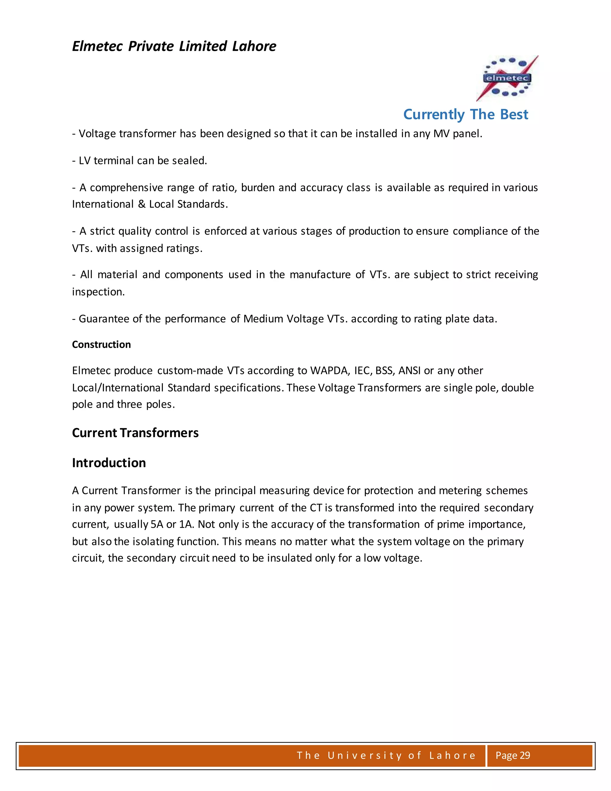 Transformer manufacturing and Internship Report | DOCX
