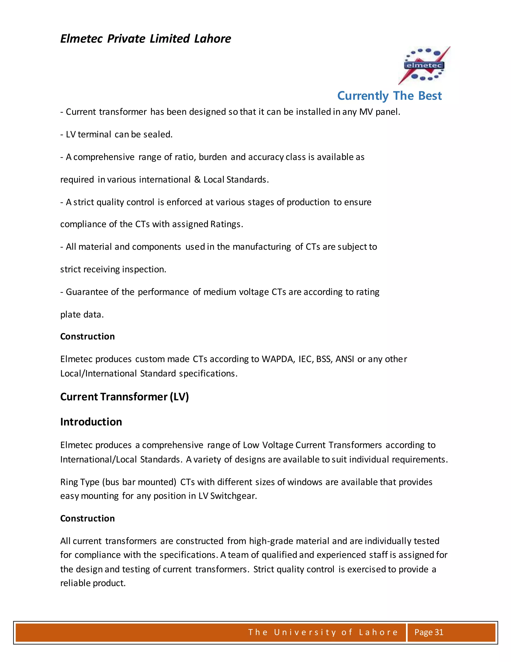 Transformer manufacturing and Internship Report | DOCX