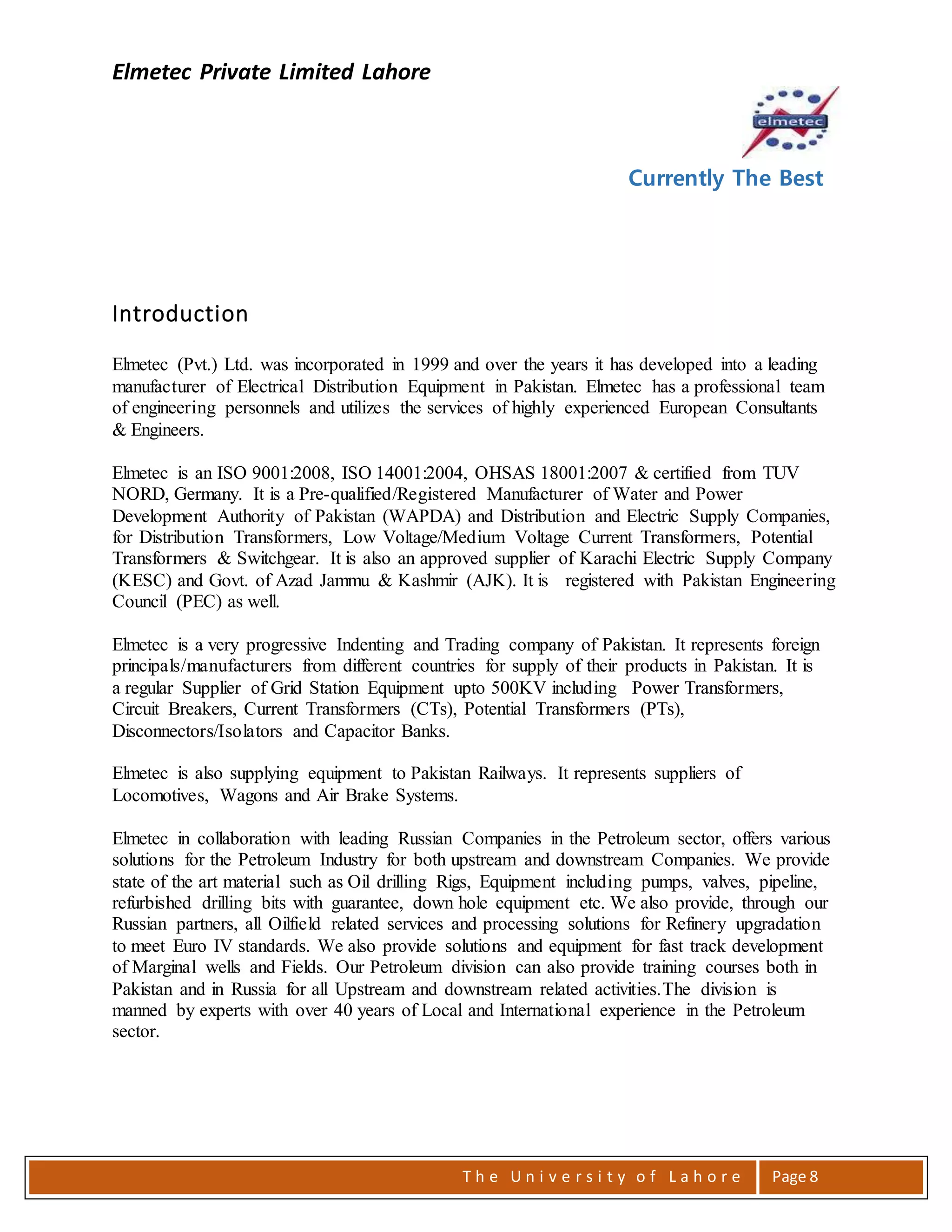 Transformer manufacturing and Internship Report | DOCX