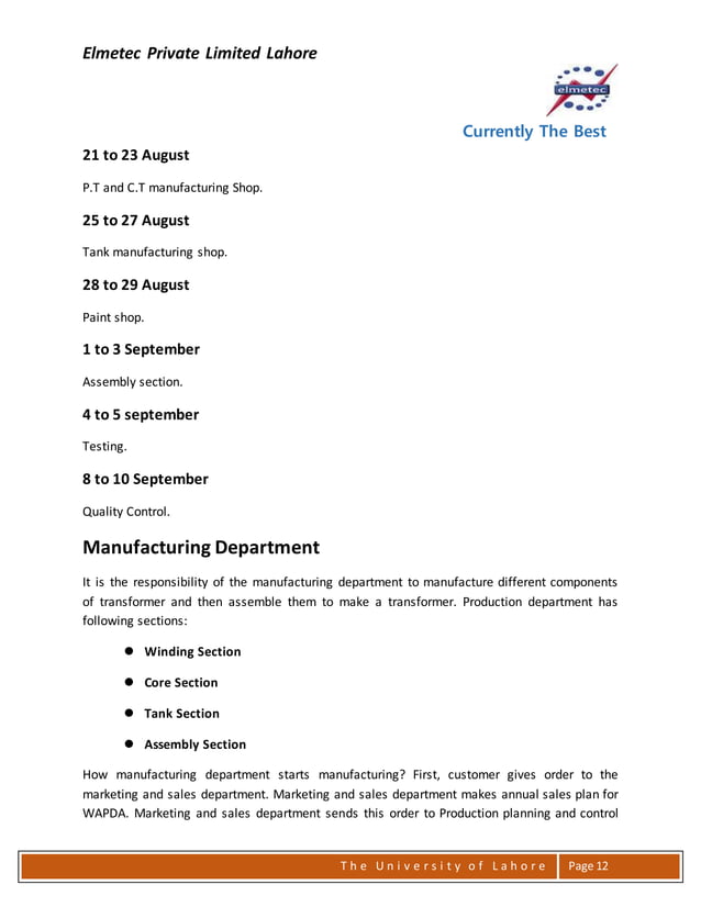 Transformer manufacturing and Internship Report | DOCX | Science