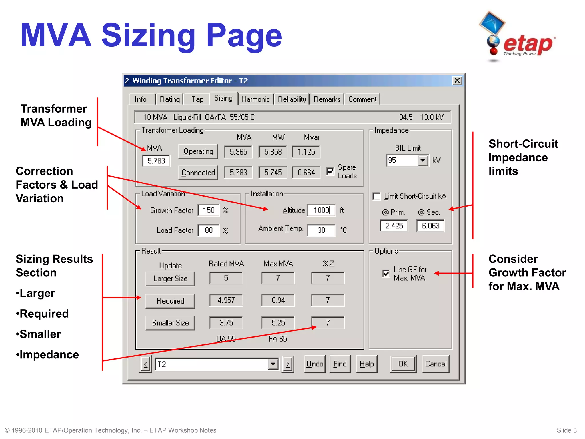 ETAP - Transformer mva sizing | PDF