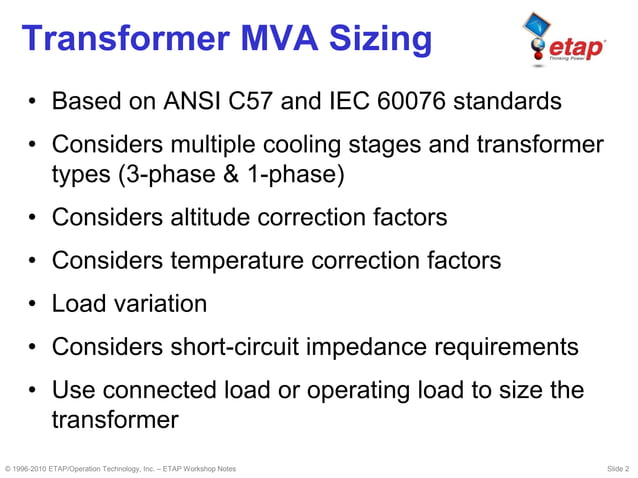 ETAP - Transformer mva sizing | PDF | Technology & Computing