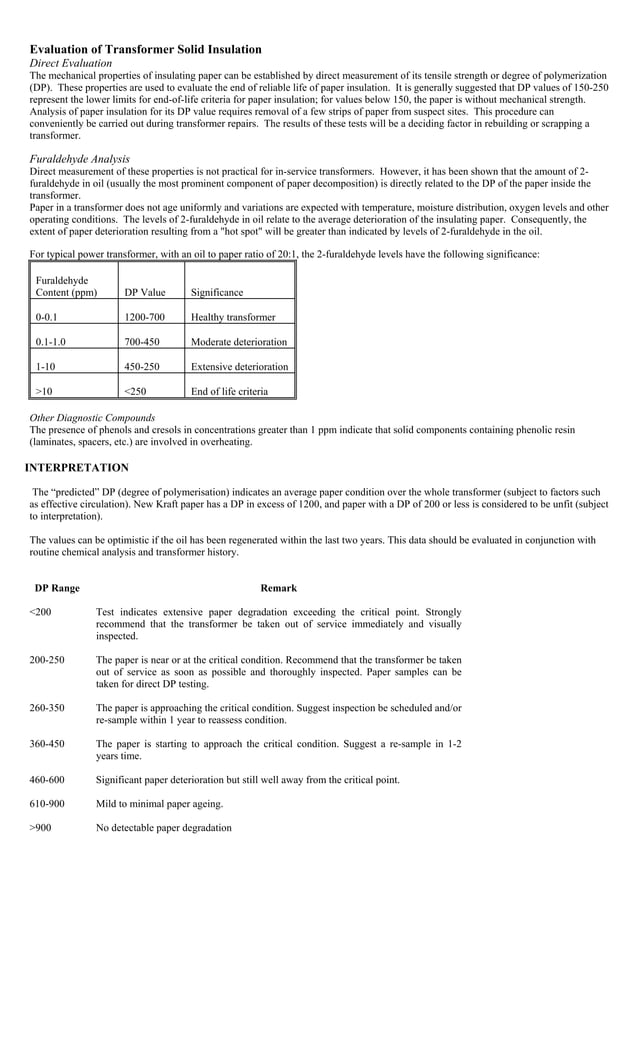Transformer oil analysis | PDF