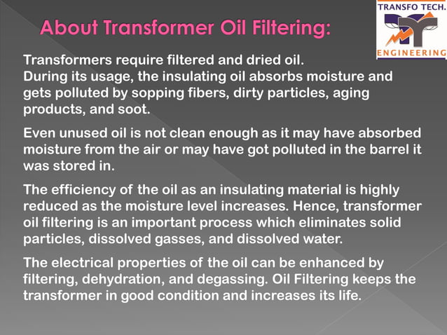 Transformer oil dehydration importance & process | PDF