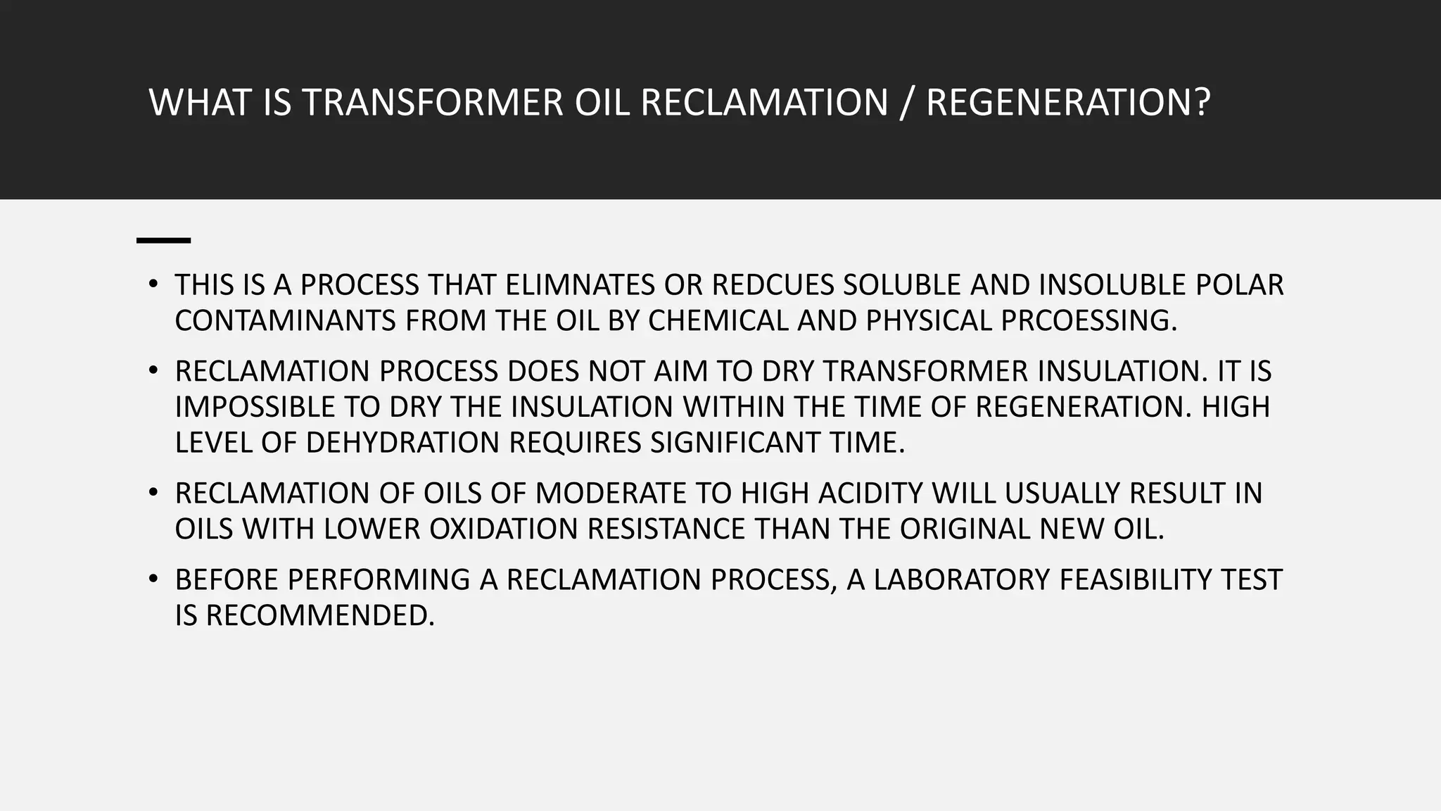 Transformer oil maintenance purification and regeneration | PPTX